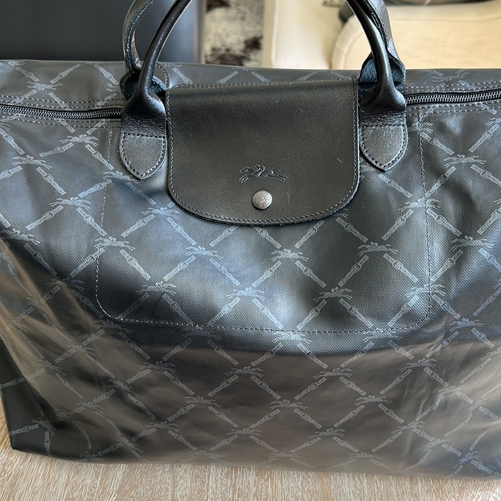 Longchamp Coated Canvas And Leather Trimmed Monogram … - Gem